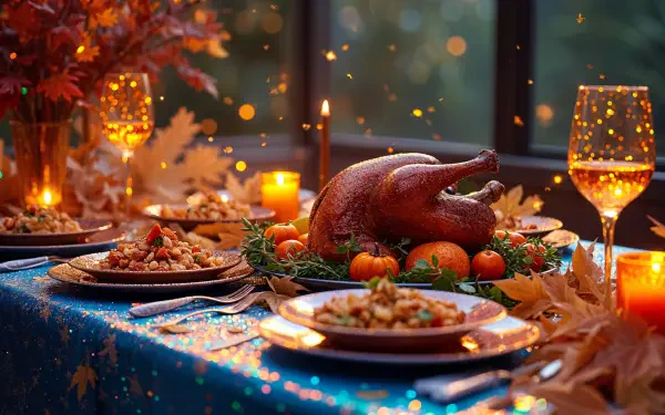 Thanksgiving Dinner Delight - 4K Ultra HD Wallpaper by QuantumCurator