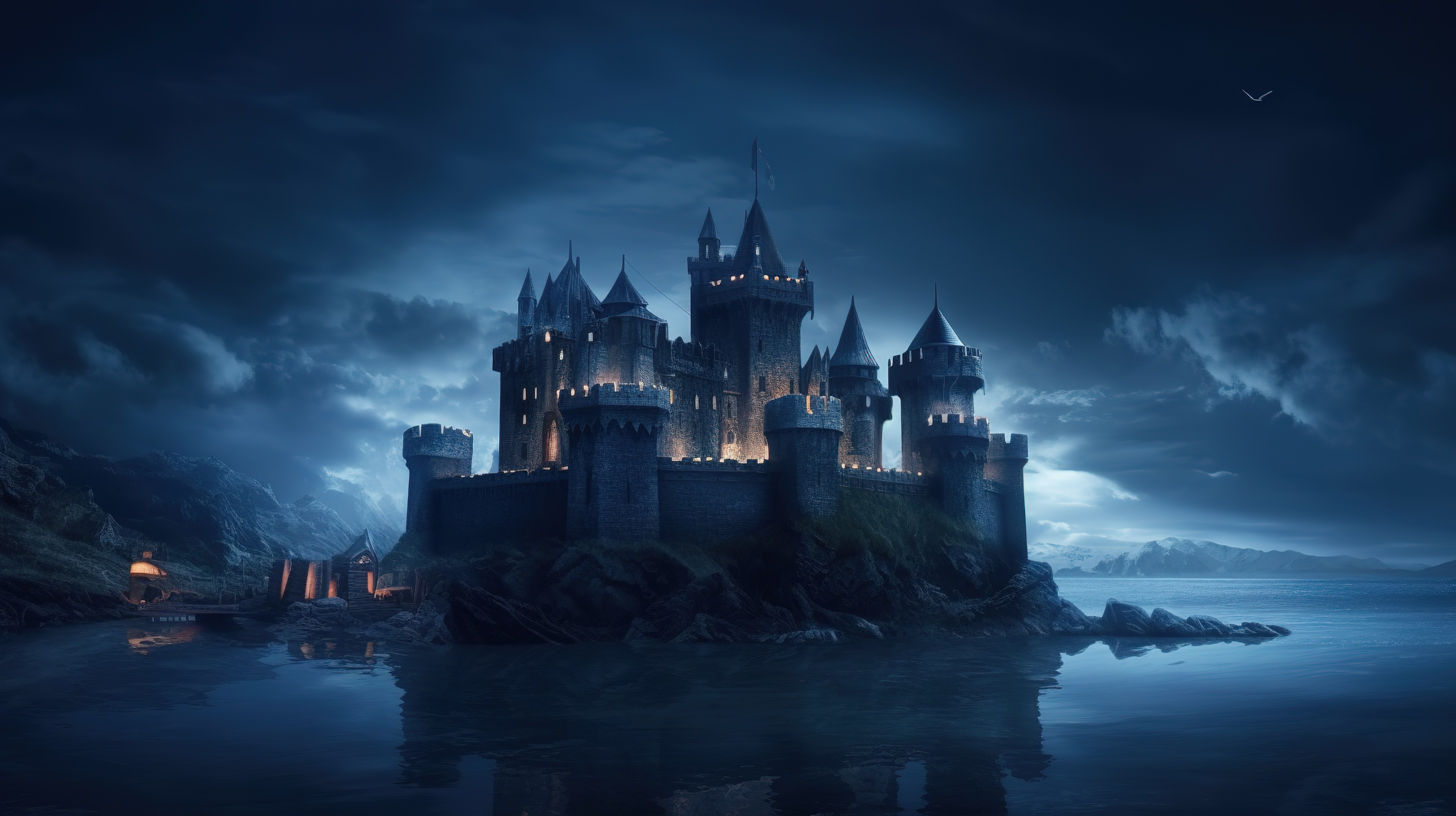 Download Blue Castle 4k Ultra HD Wallpaper