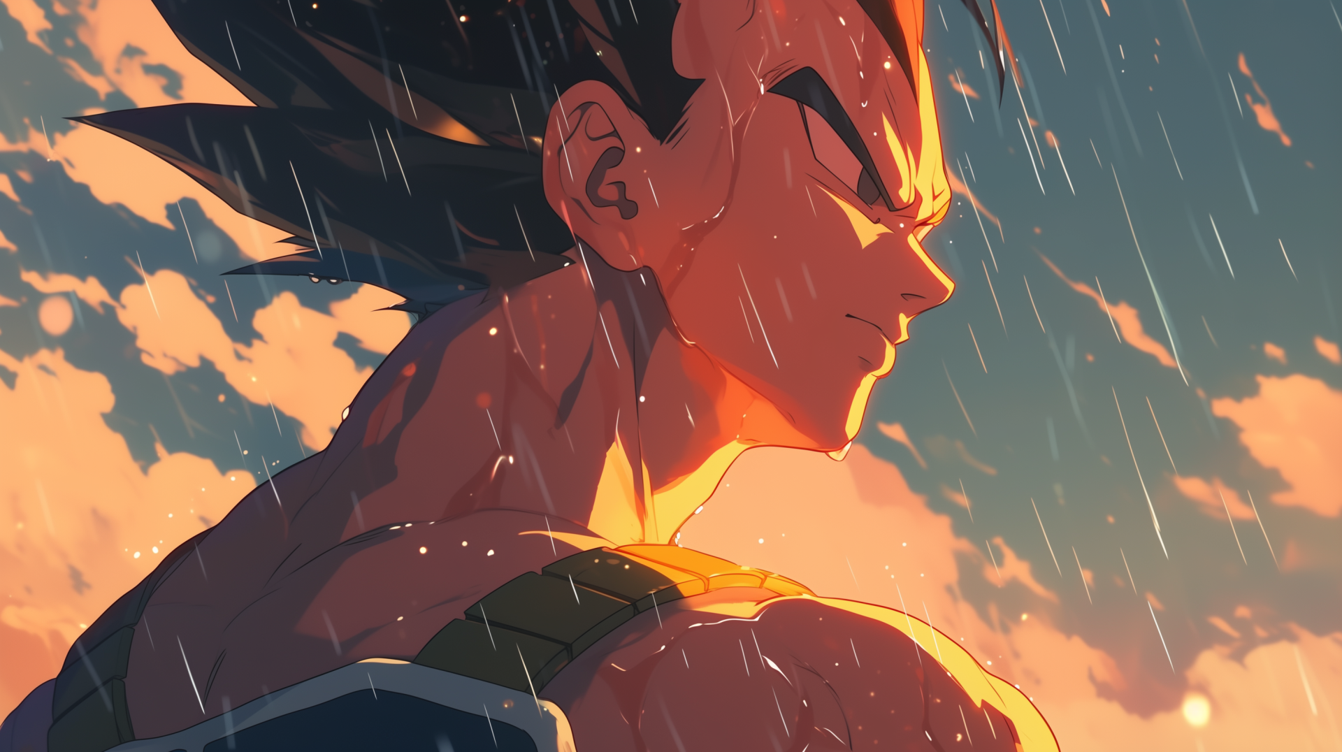 Vegeta in the Rain - HD Wallpaper for Dragon Ball Fans by patrika