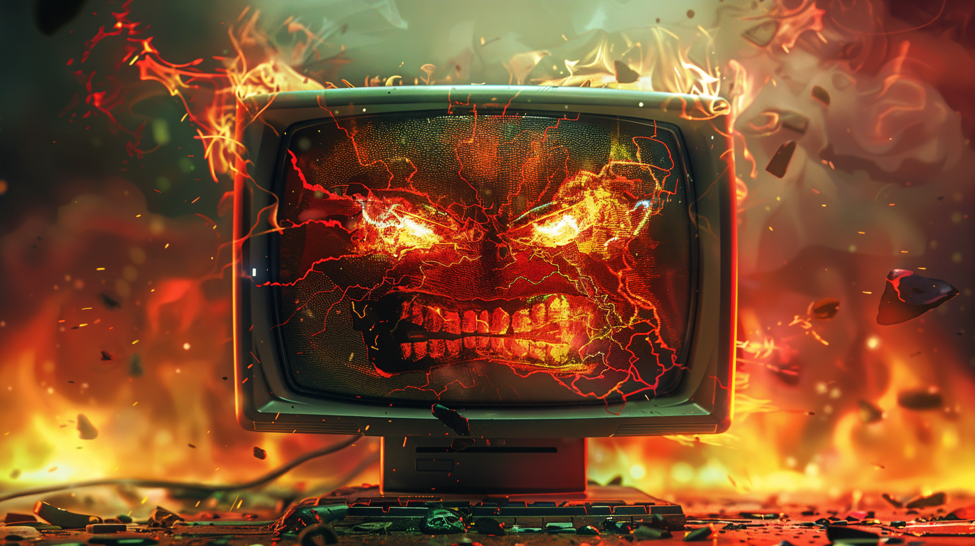 Angry Computer: A 4K Ultra HD Wallpaper of Fury by robokoboto