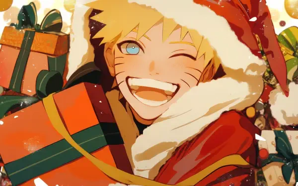 Festive Saitama in Santa Hat - One-Punch Man Christmas HD Wallpaper