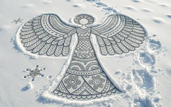 Delicate Snow Angel: An HD Wallpaper of Winter Beauty by QuantumCurator