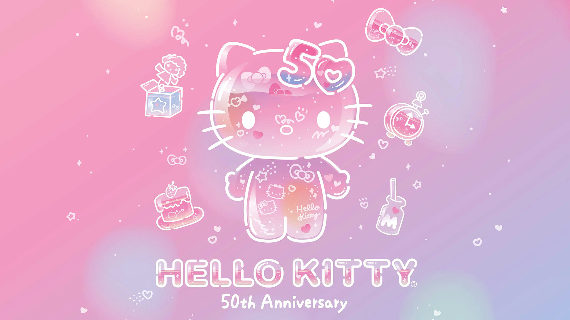 Hello Kitty 50th Anniversary HD Wallpaper – Cute & Magical Celebration!
