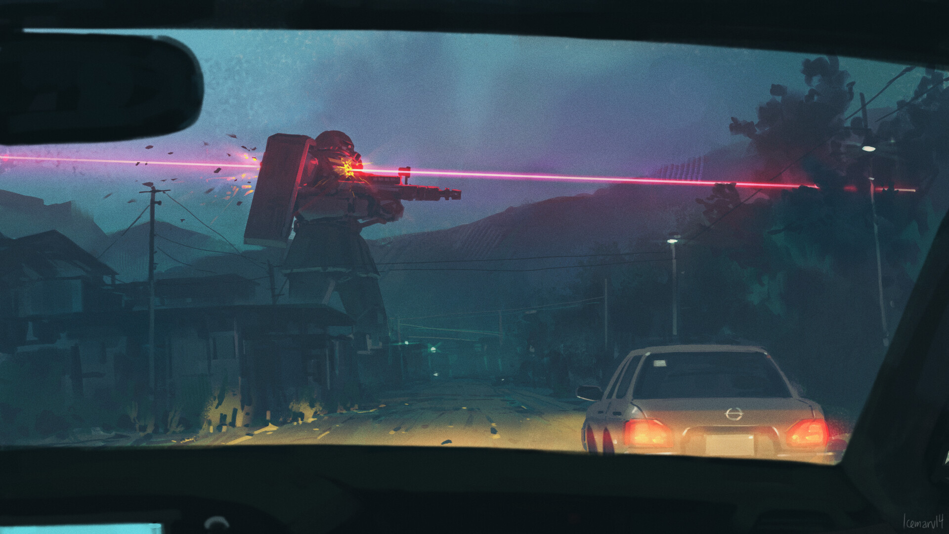 HD Anime Gundam Laser Battle Wallpaper by Icemarv14