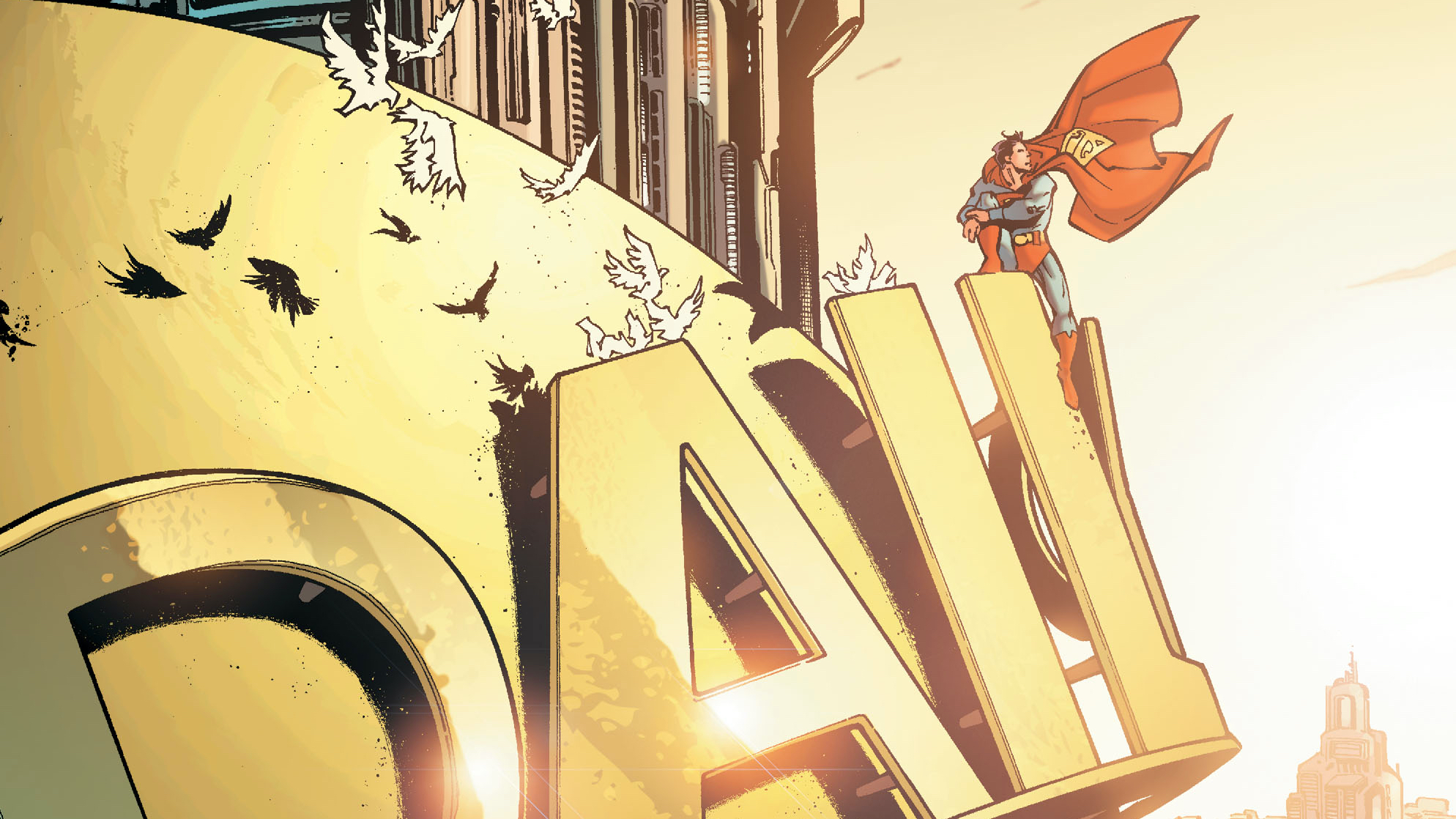 Download Superman: Up In The Sky HD Wallpaper by Andy Kubert