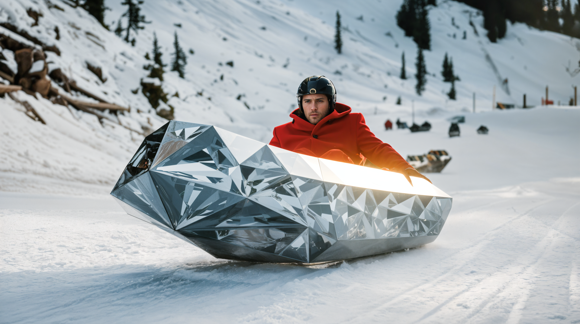 Sledding in Style: 4K Ultra HD Winter Adventure Wallpaper by QuantumCurator