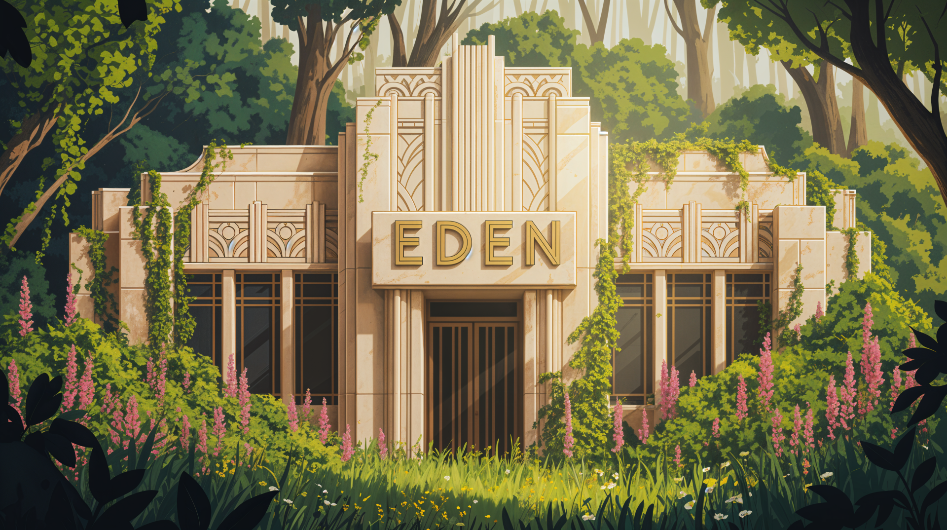 Art Deco Eden 4K Ultra HD Wallpaper by QuantumCurator