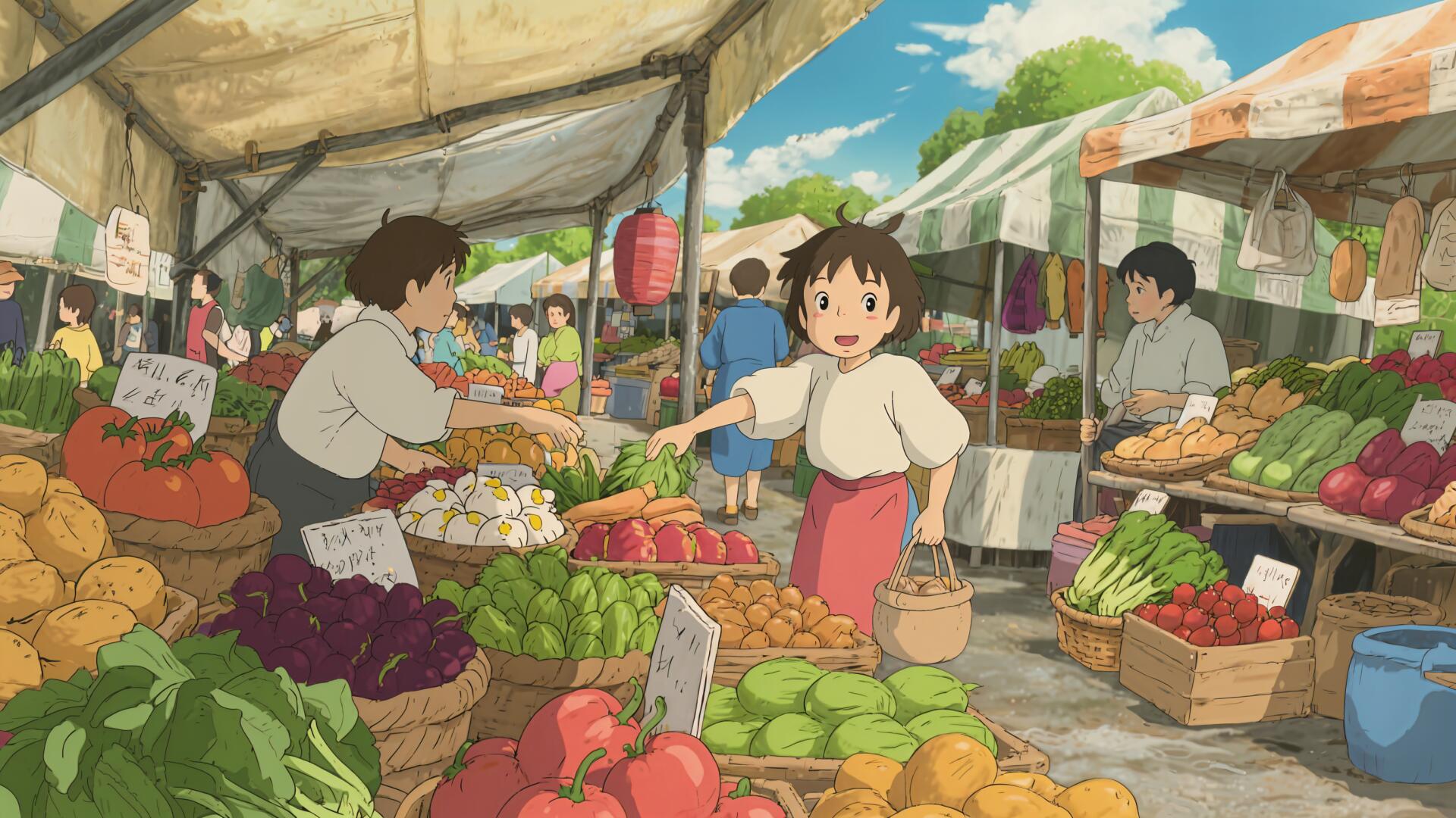 Farmers Market HD Wallpaper – Vibrant Fresh Produce and Bustling ...