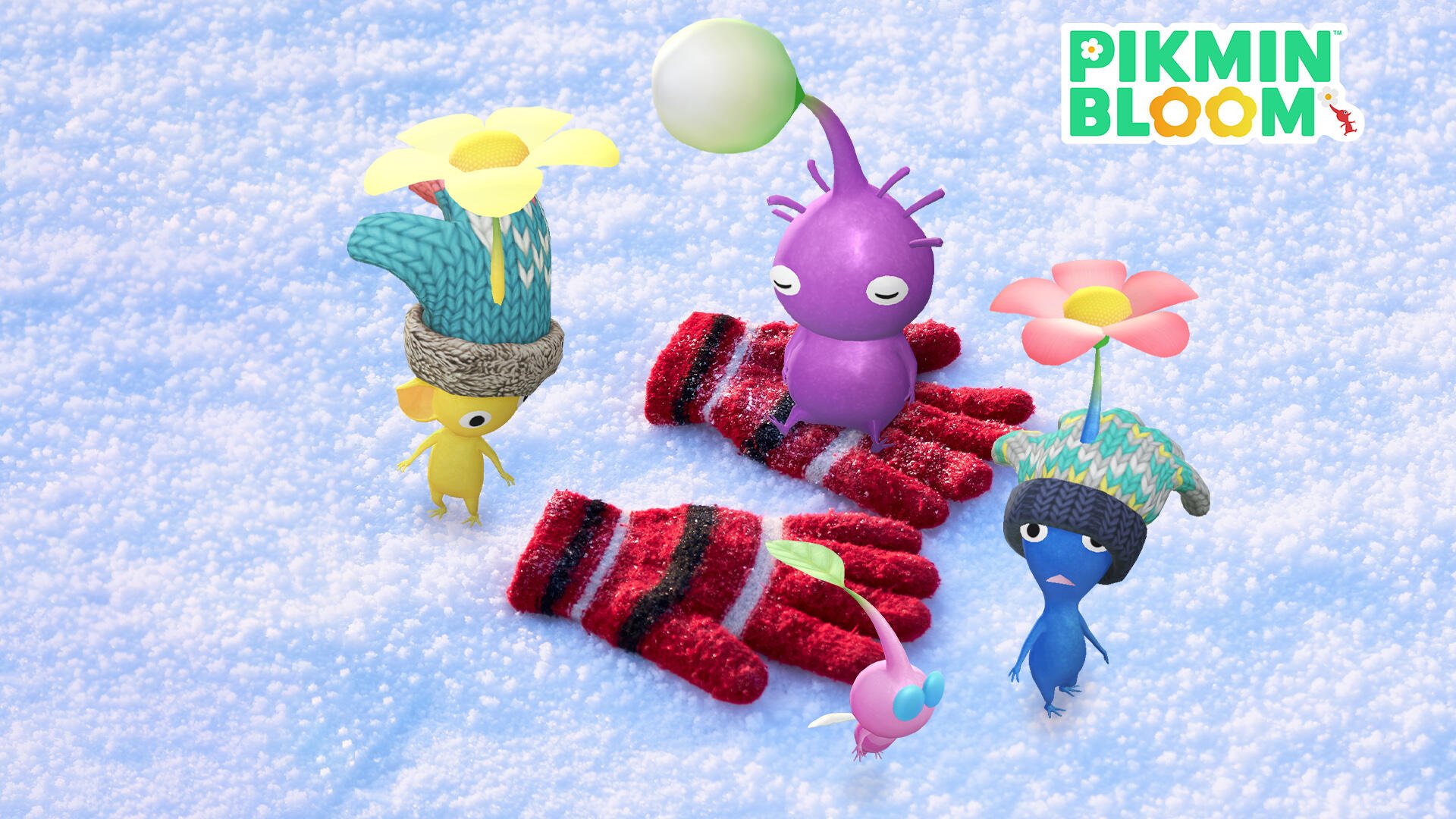 Pikmin Bloom HD Wallpaper: Winter Wonders with Pikmin Friends