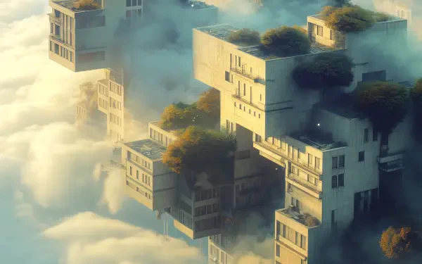 Floating Buildings 4k Wallpapers