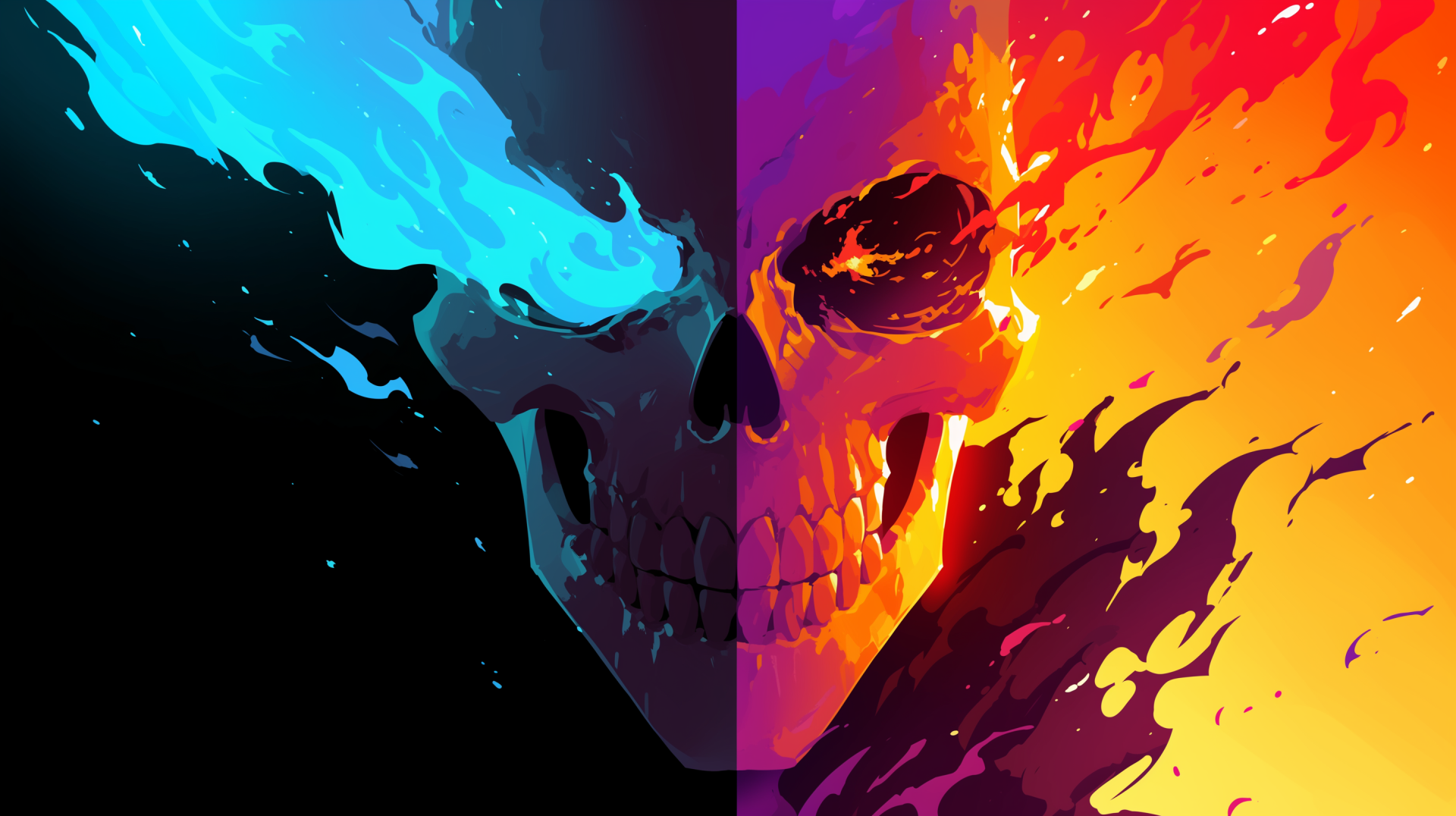 Dualfire Skull | Neon Binary Skull | Ice & Ember Skull | Digital Pyre ...