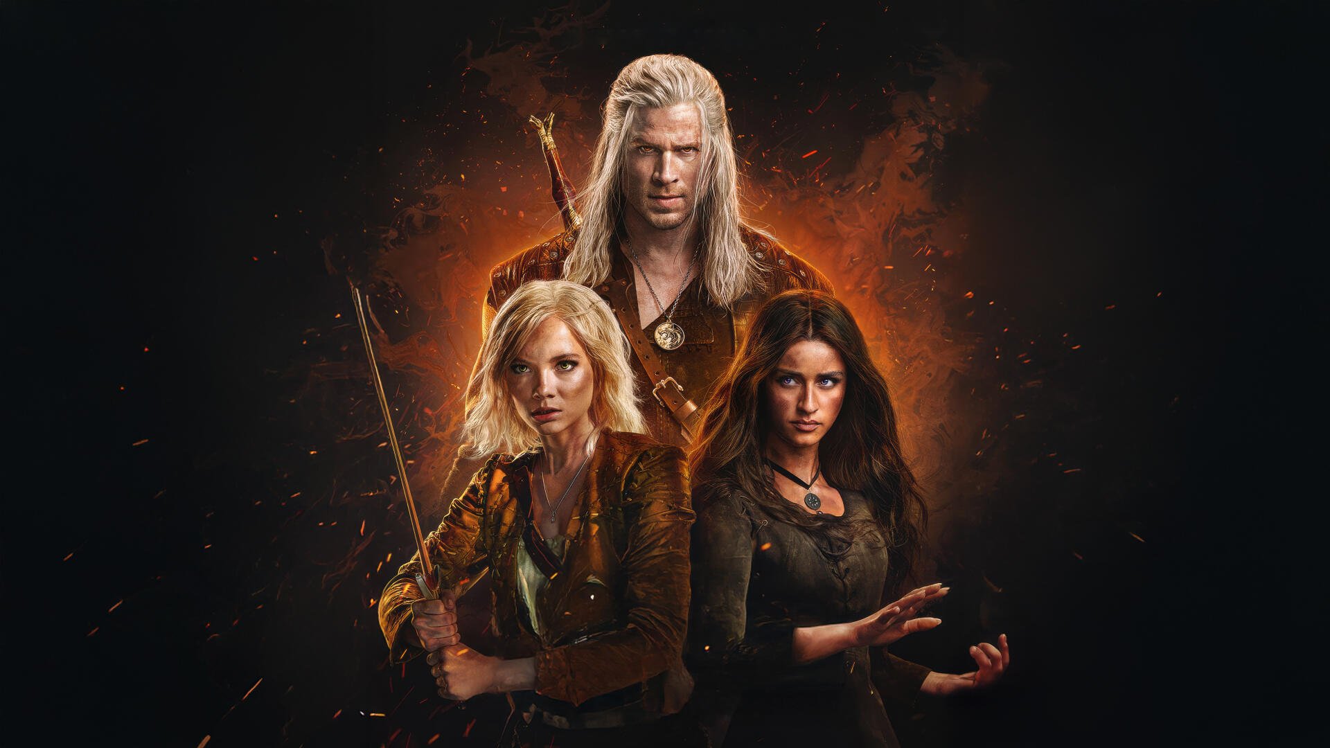 The Witcher 4K Ultra HD Wallpaper — Geralt, Yennefer & Ciri