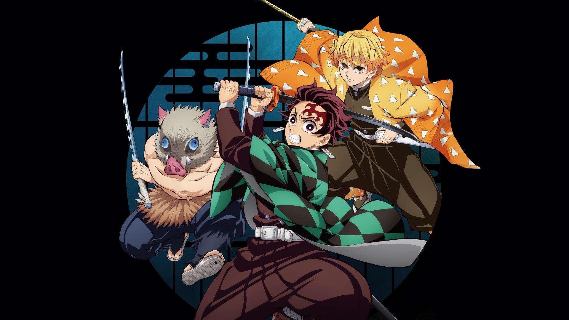 Demon Slayer 4K Ultra HD — Tanjiro, Zenitsu & Inosuke Wallpaper