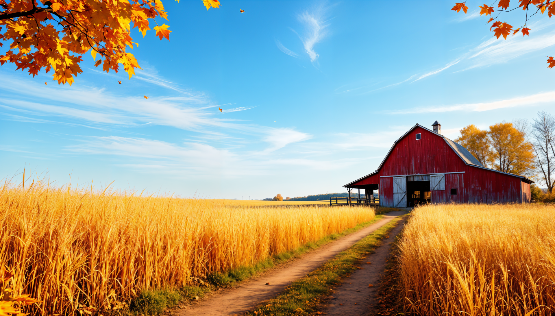 Golden Harvest: 4K Autumn Farm Wallpaper by robokoboto