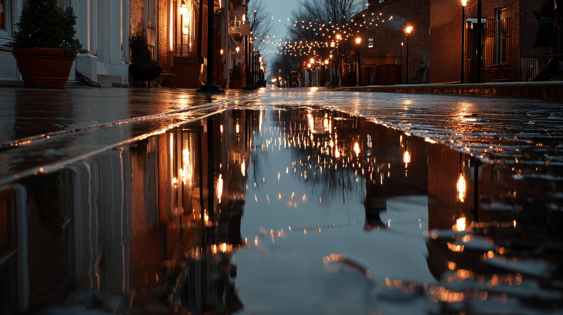 Puddle Echoes: Rainy Reflection — 4K Ultra HD Wallpaper by robokoboto