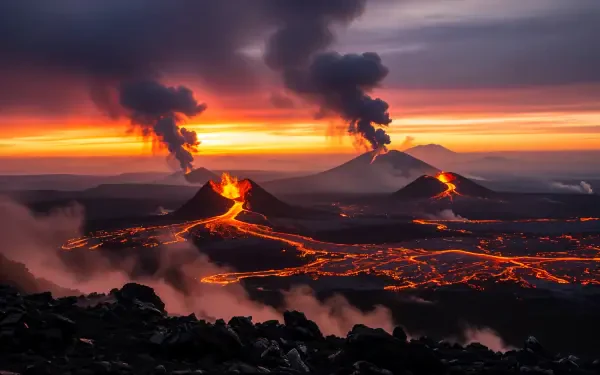 Emberforge: 4K Ultra HD Volcanic Industrial Landscape by QuantumCurator