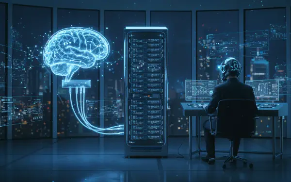 Neon Neural Coder — 4K AI Programmer Wallpaper by robokoboto