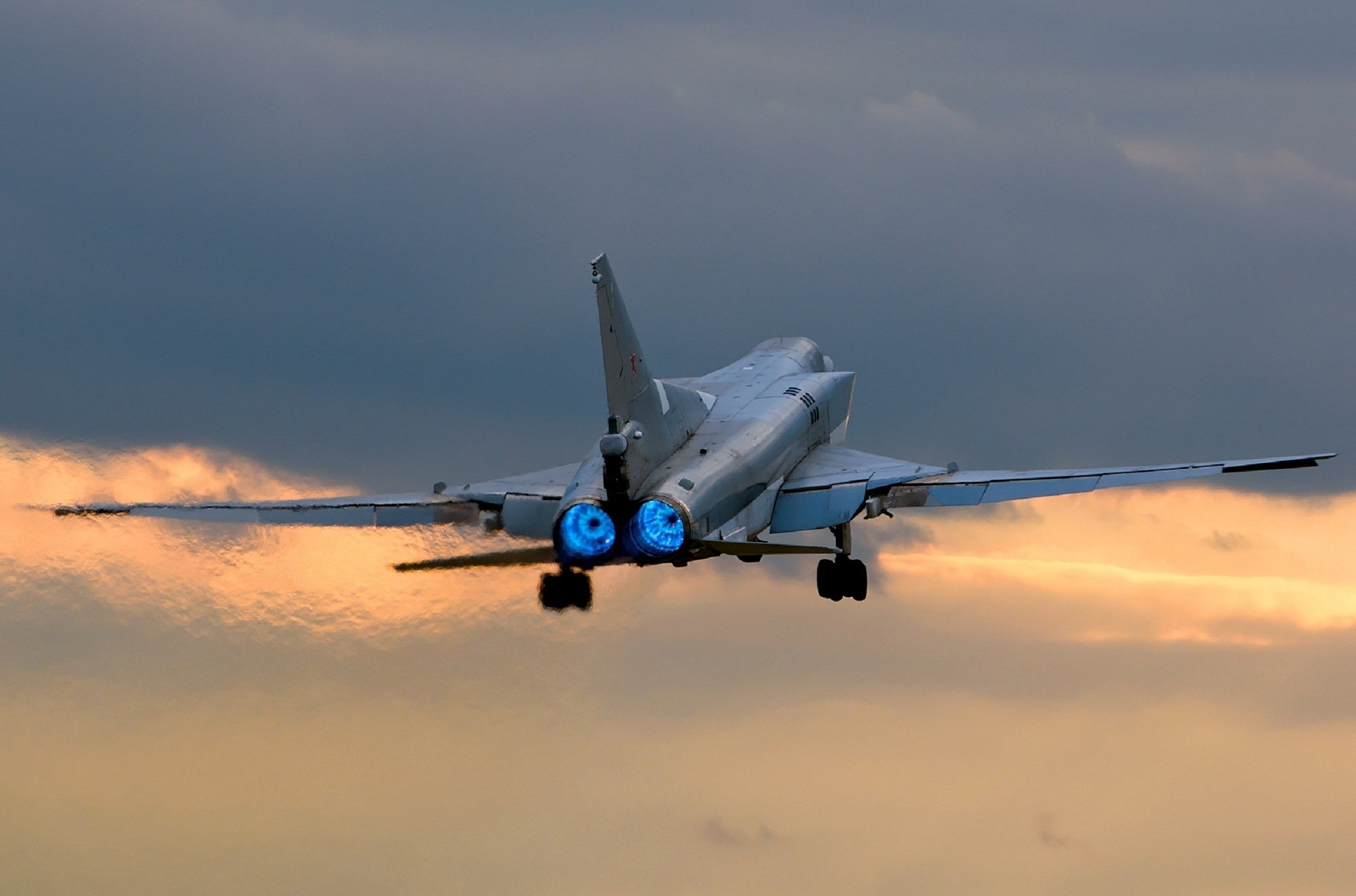 HD Military Power: Tupolev Tu-22 Jet Soaring at Sunset