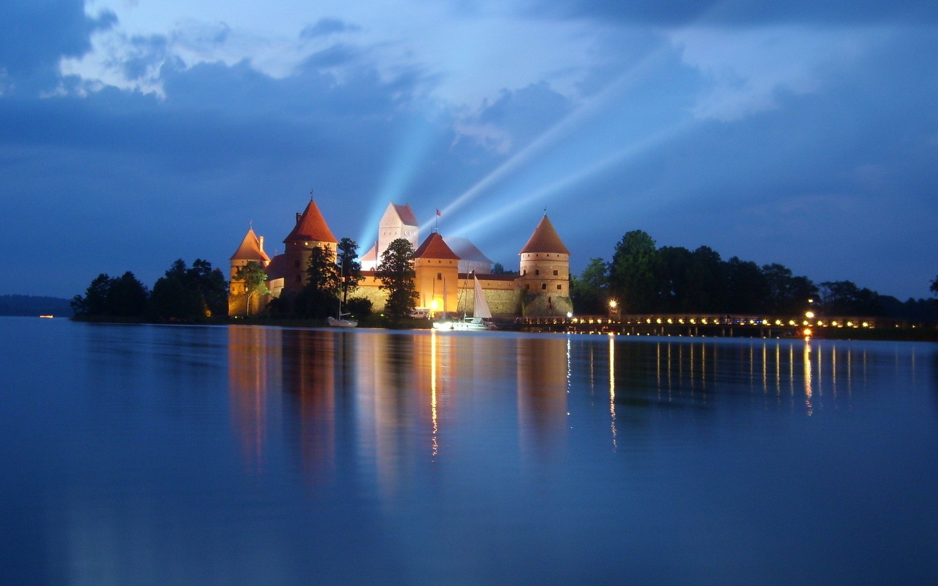 Starlit Fortress Reflection – Stunning HD Castle Wallpaper