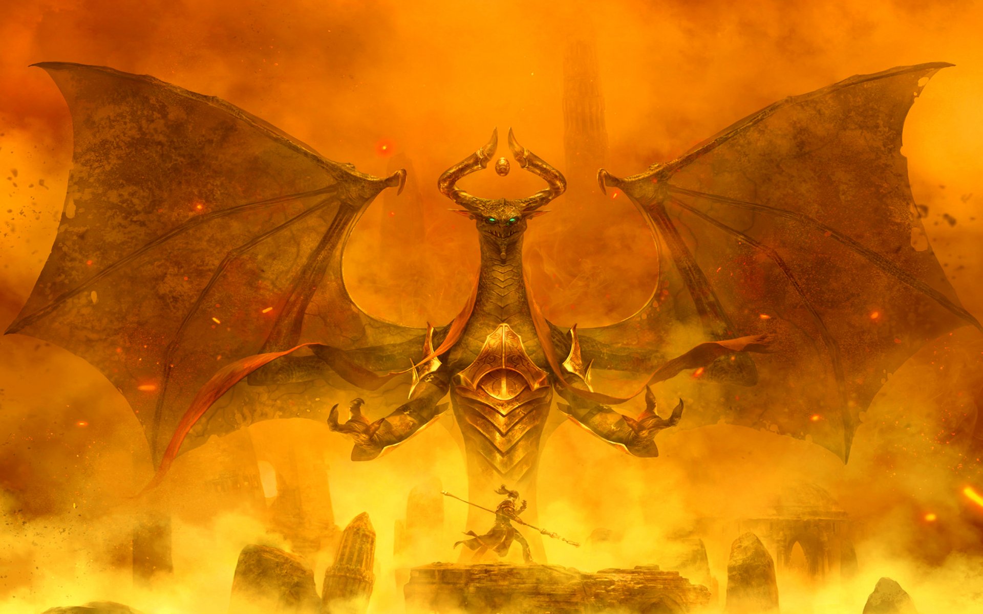 Epic Magic: The Gathering HD Wallpaper Featuring a Fiery Dragon