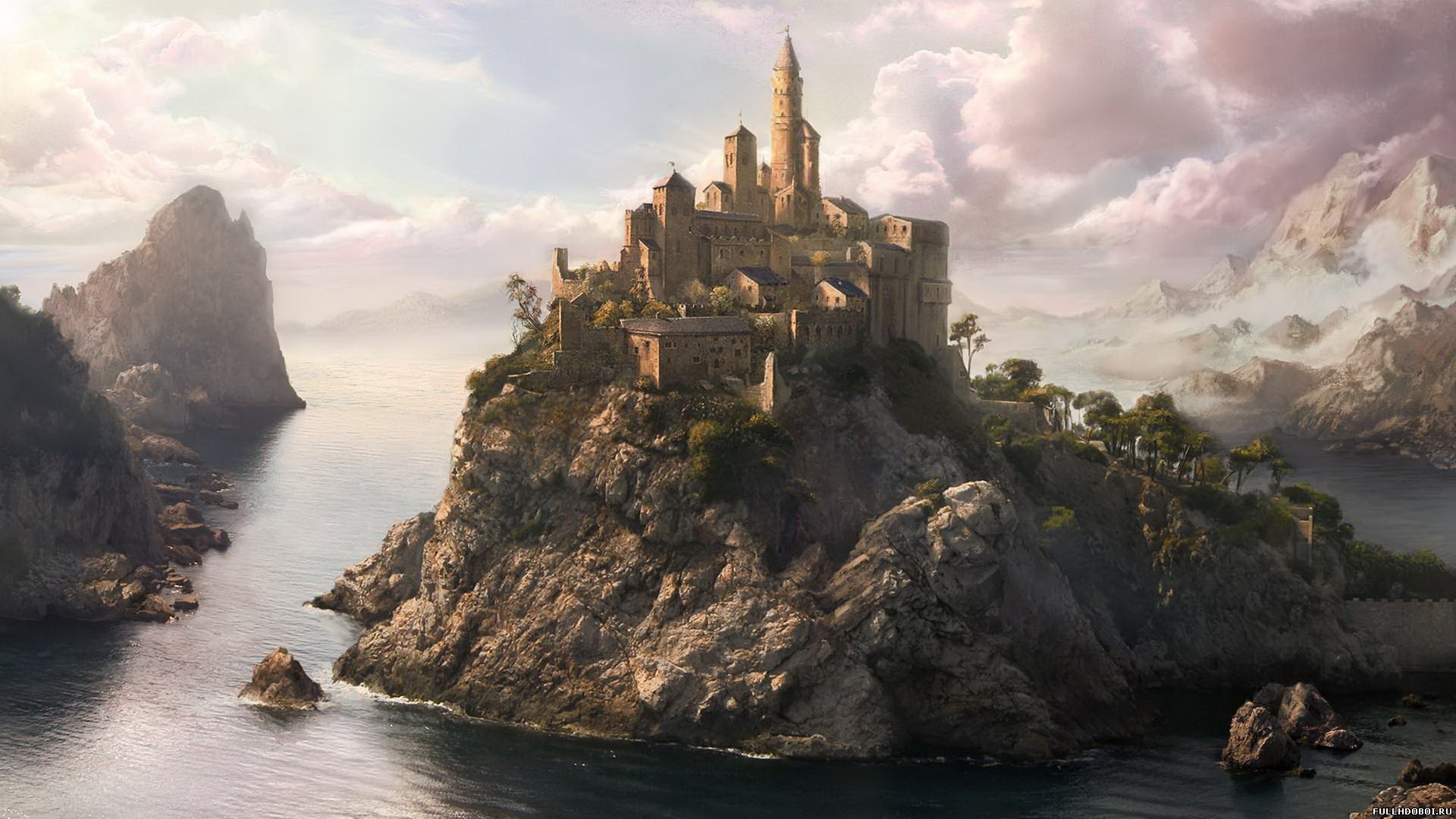 Majestic Fantasy Castle: HD Dreamscape on the Cliff
