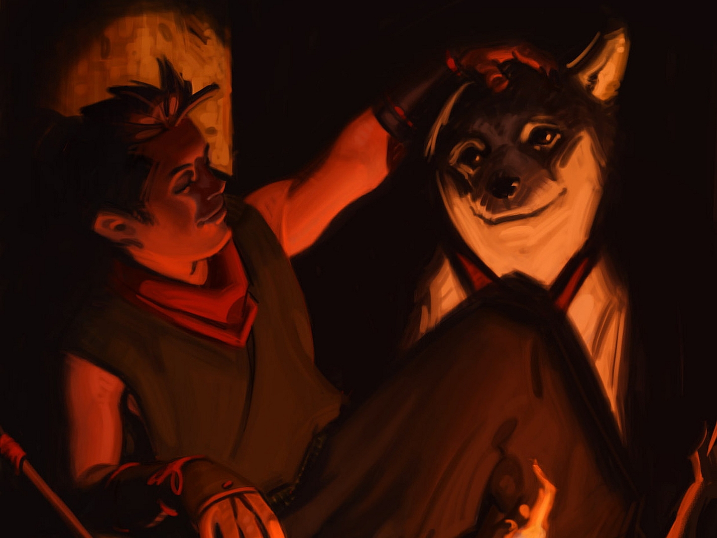 Download Dog Red Fantasy Artistic Wallpaper