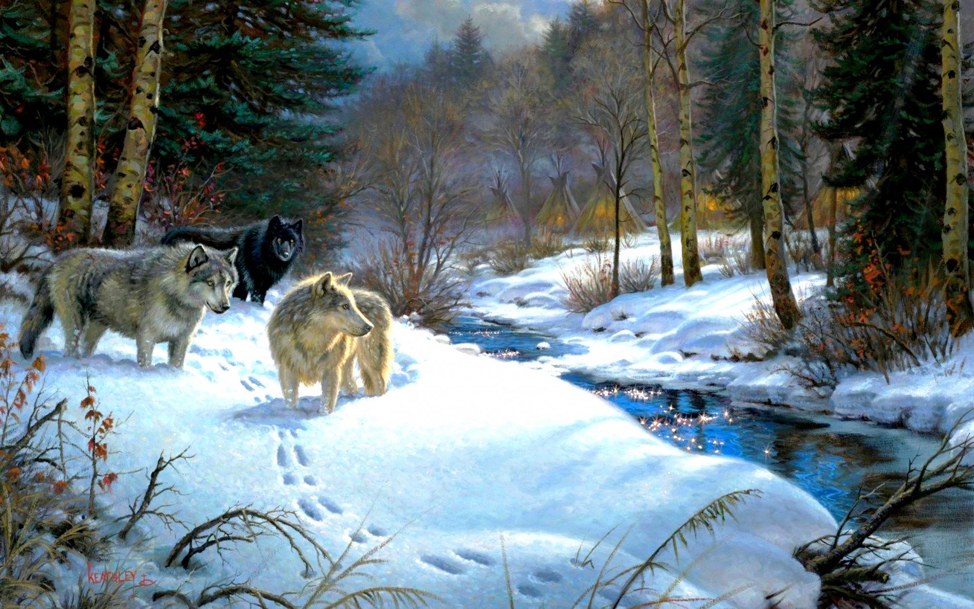 Majestic Wolves in HD Wallpaper: A Winter Wonderland | 1920x1200 ...