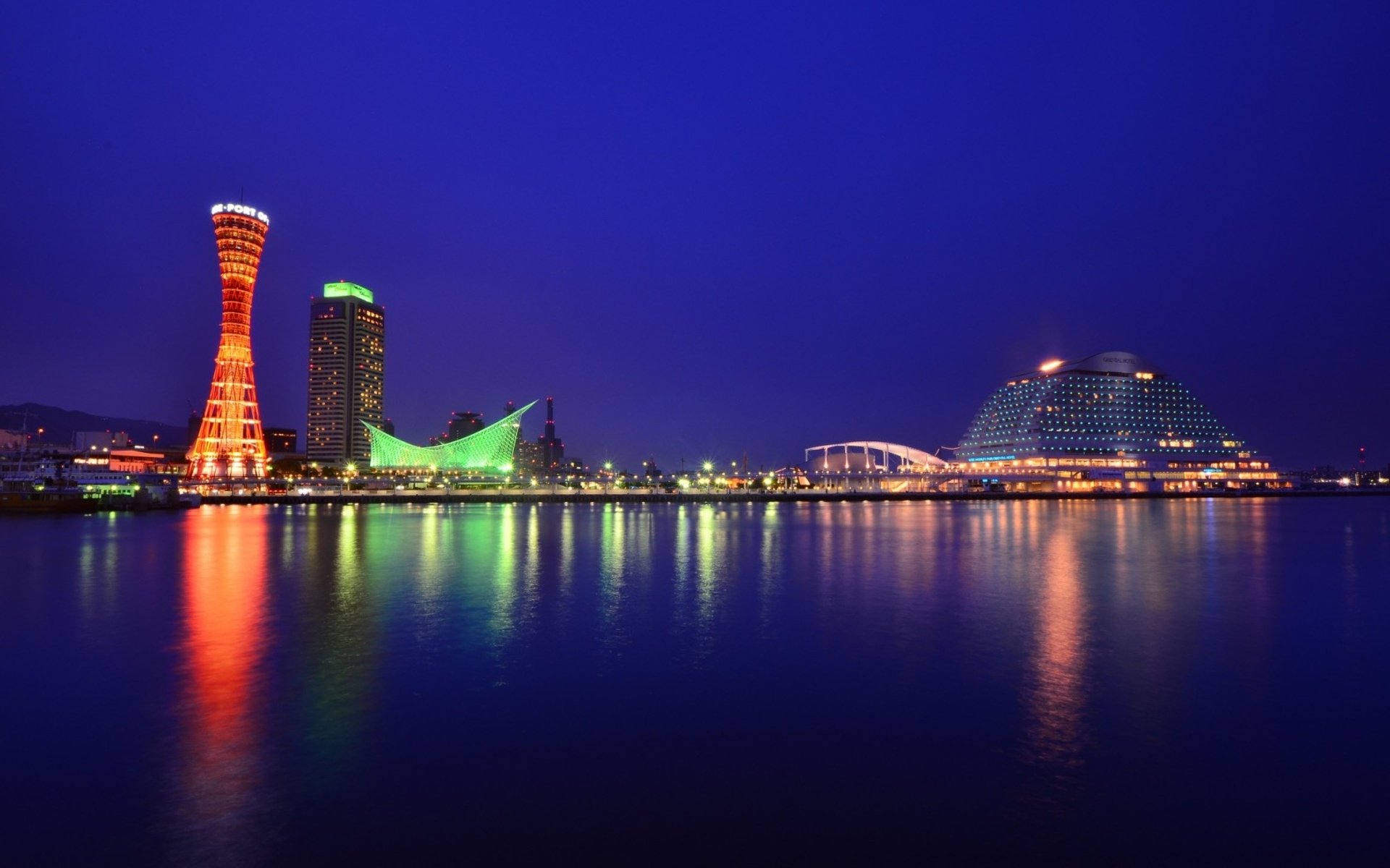 Kobe Nightscape: Meriken Park & Port Tower Skyline, Japan HD Wallpaper
