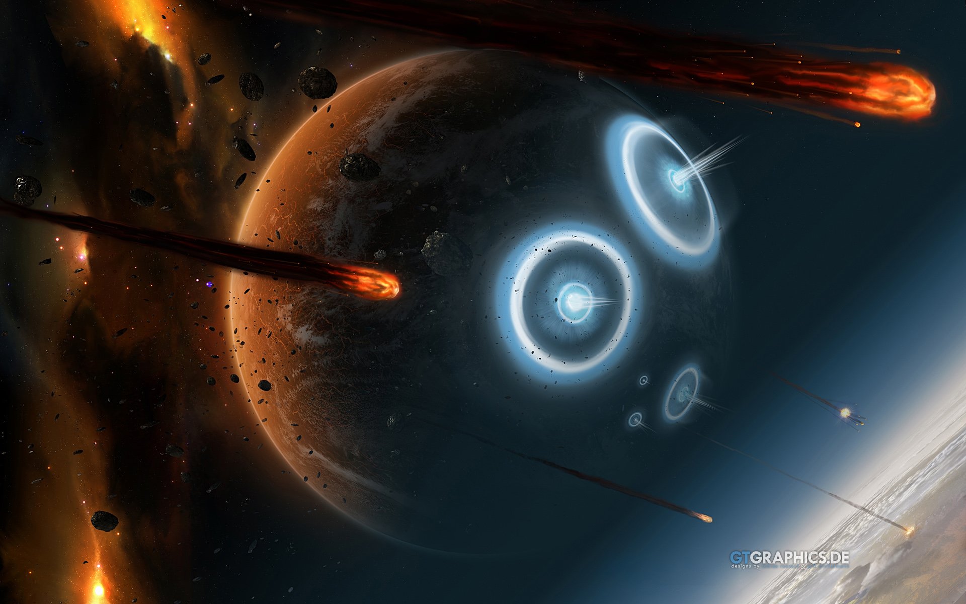 Download Sci Fi Collision HD Wallpaper by Tobias Roetsch