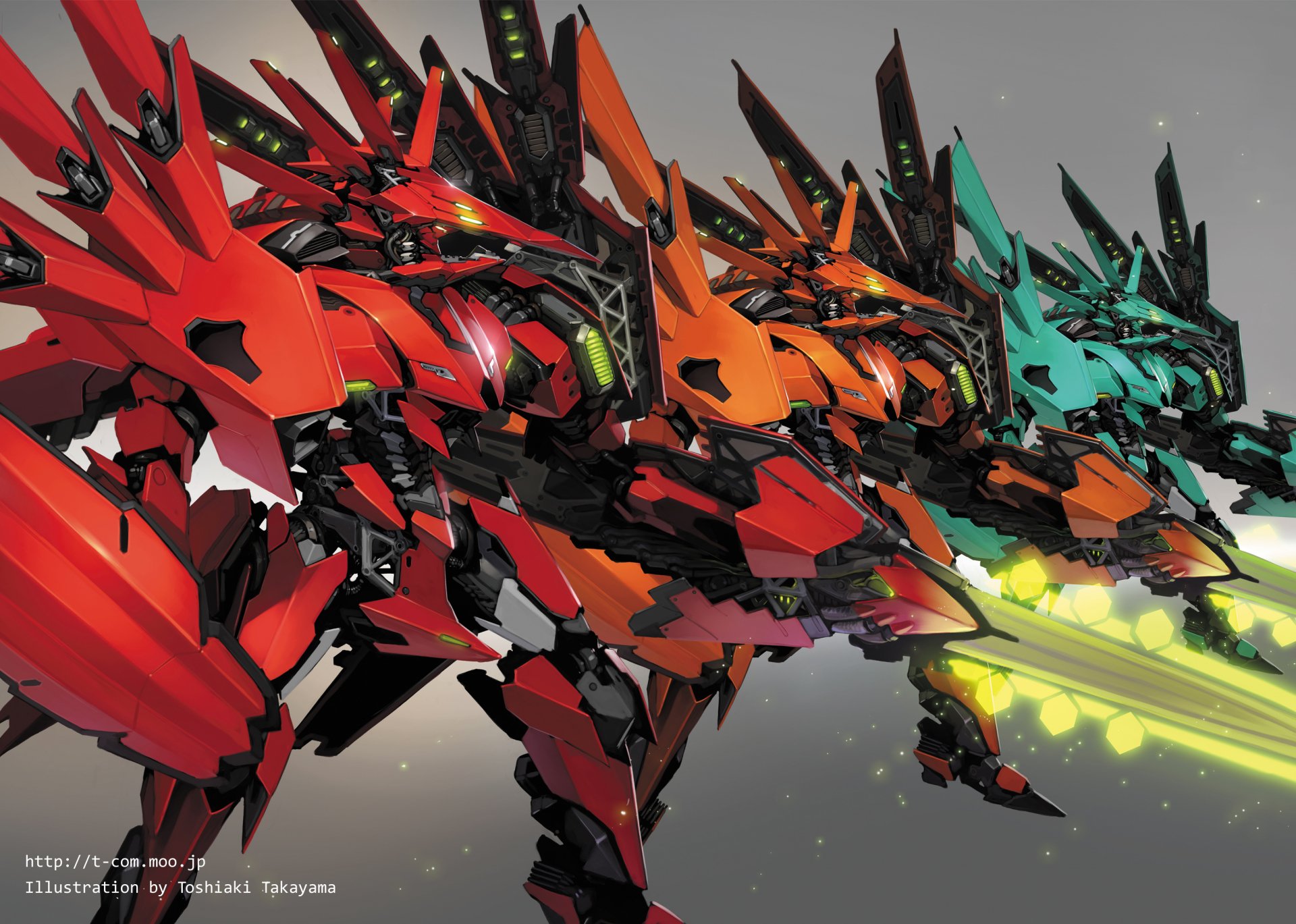 Dynamic Mech Evolution: HD Anime Wallpaper by Toshiaki Takayama