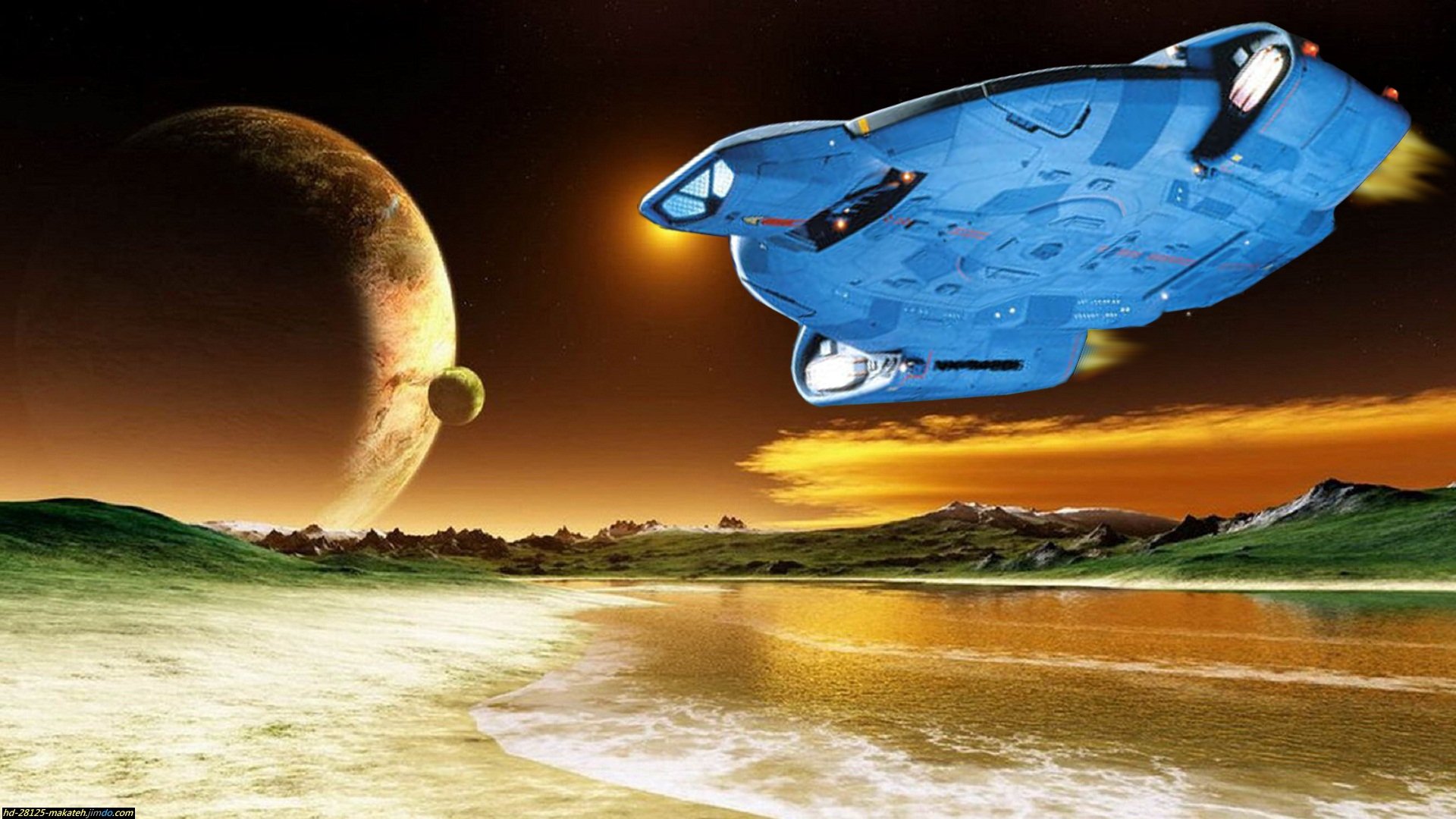 Download Spaceship Moon Space Planet Sci Fi Star Trek HD Wallpaper