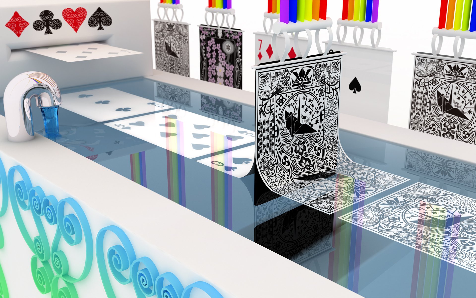 Vibrant Digital Art: HD Wallpaper of Artistic Card Flow