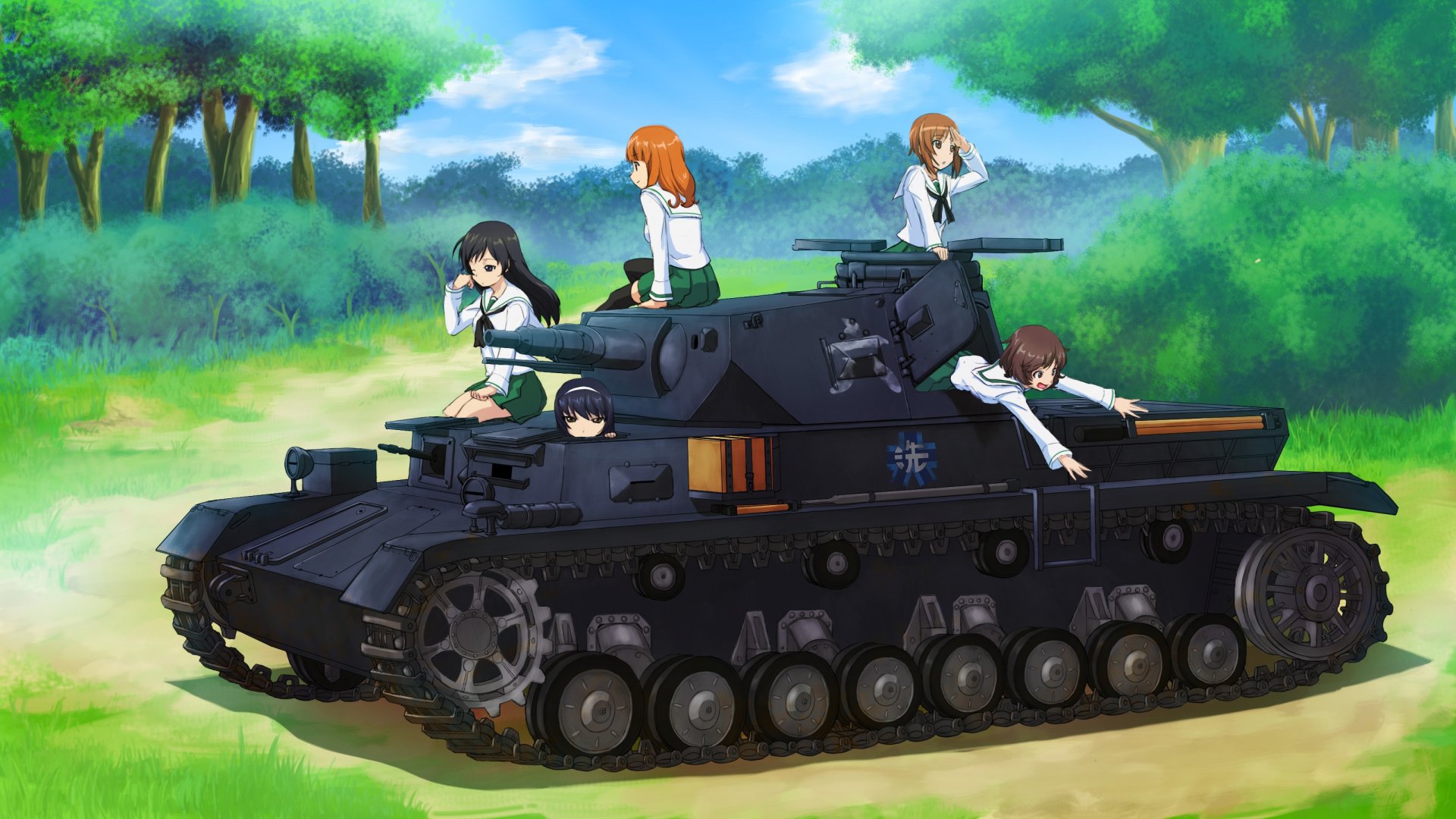 Girls und Panzer Anime HD Wallpaper – Tank Team in Action