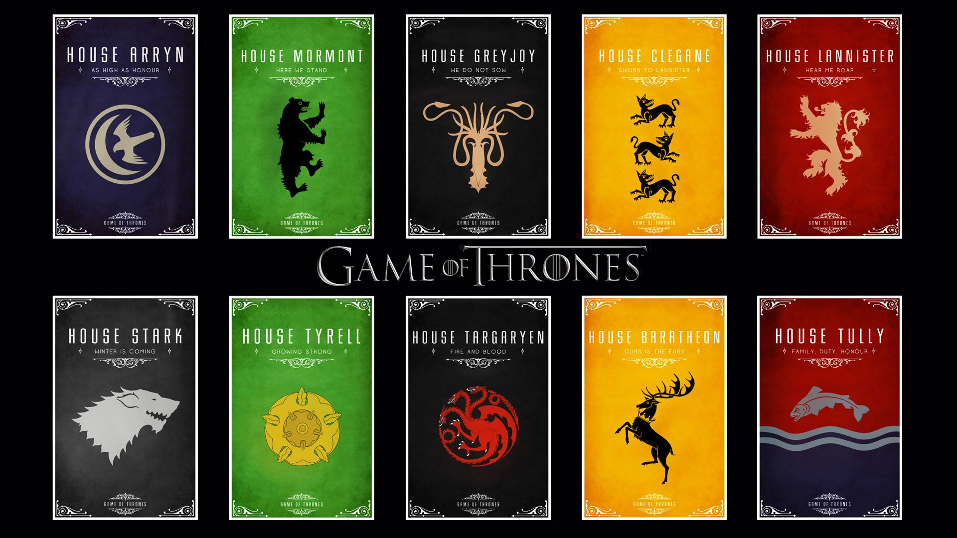 Game of Thrones HD Wallpaper: Emblems of the Great Houses