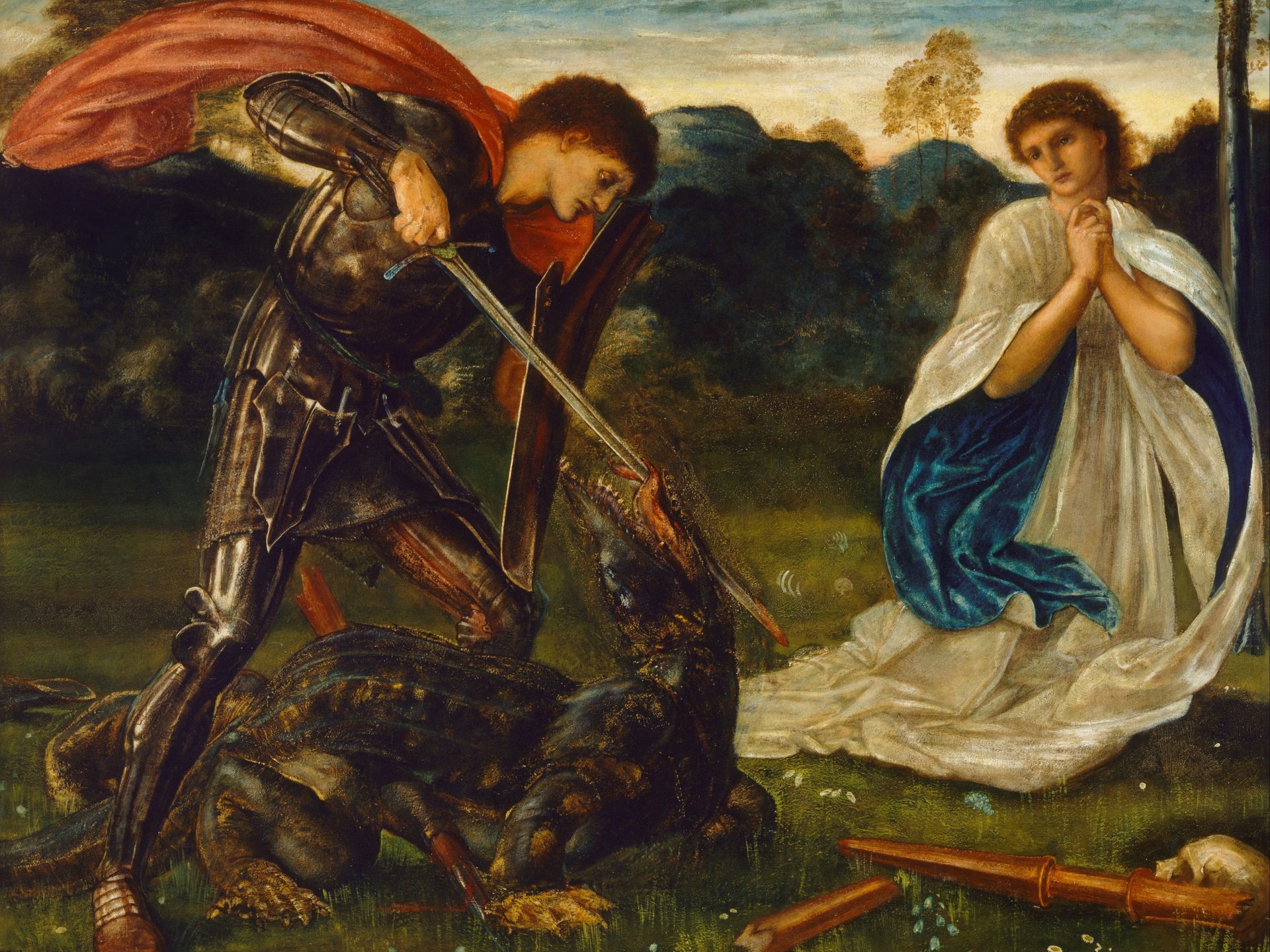 4K Ultra HD Artistic Painting — Knight, Dragon & Praying Maiden by ...