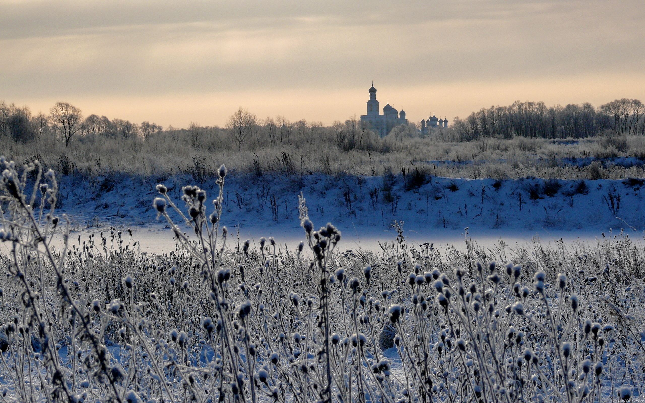 Serene Winter Church: HD Religious Landscape Wallpaper