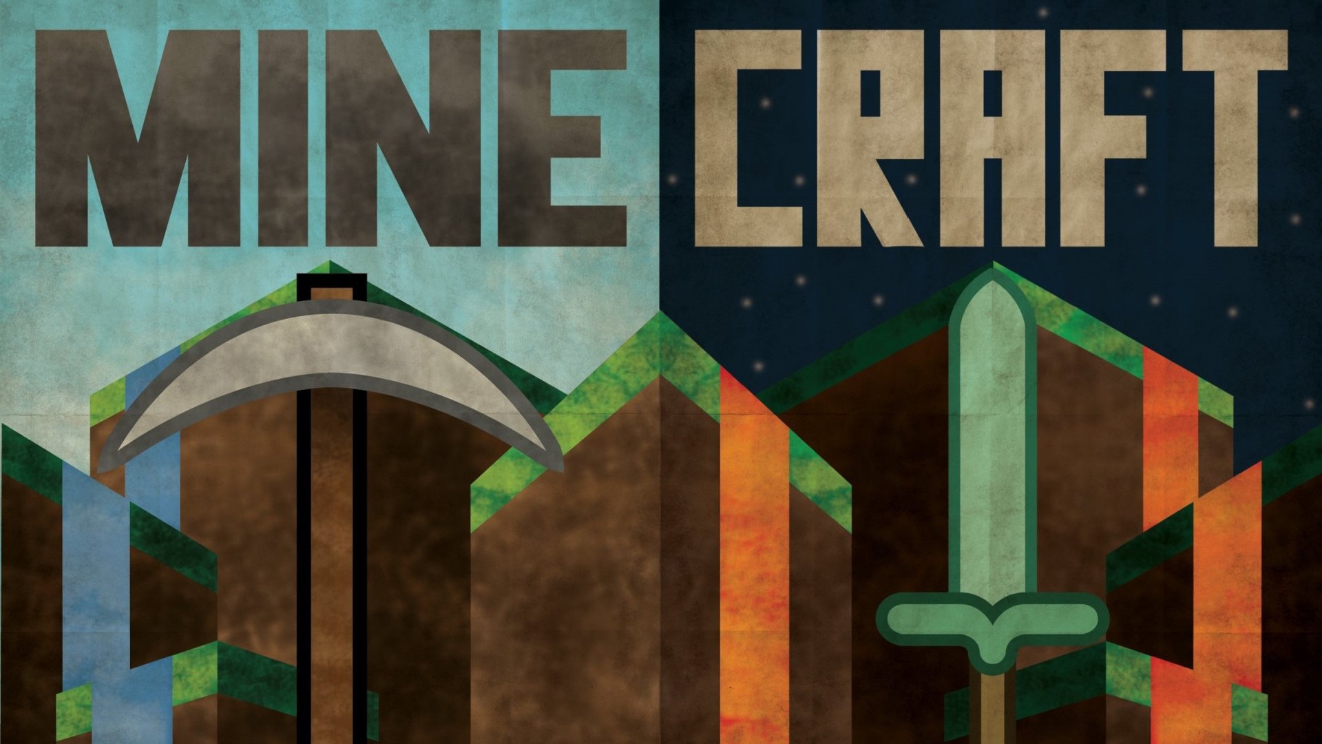 Minecraft Adventure: Sword & Pickaxe HD Wallpaper