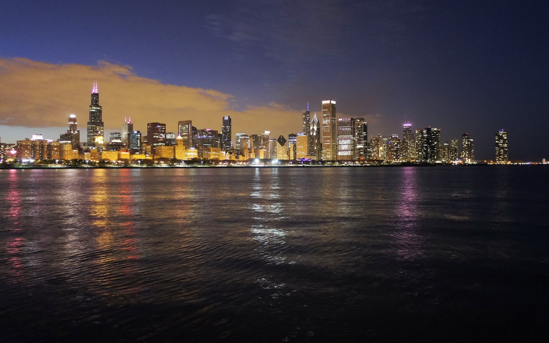 Chicago Skyline Night Wallpapers