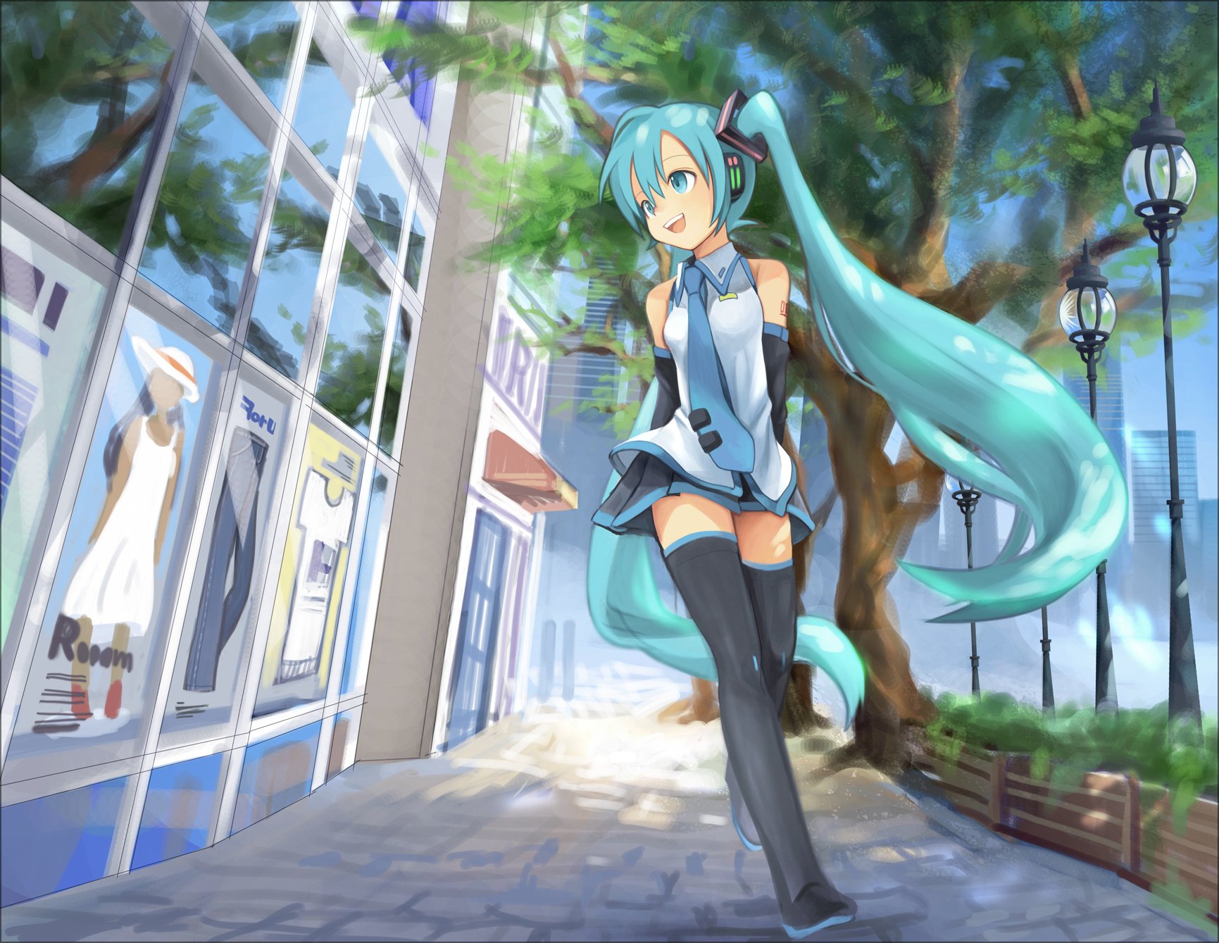 Hatsune Miku City Stroll: HD Wallpaper