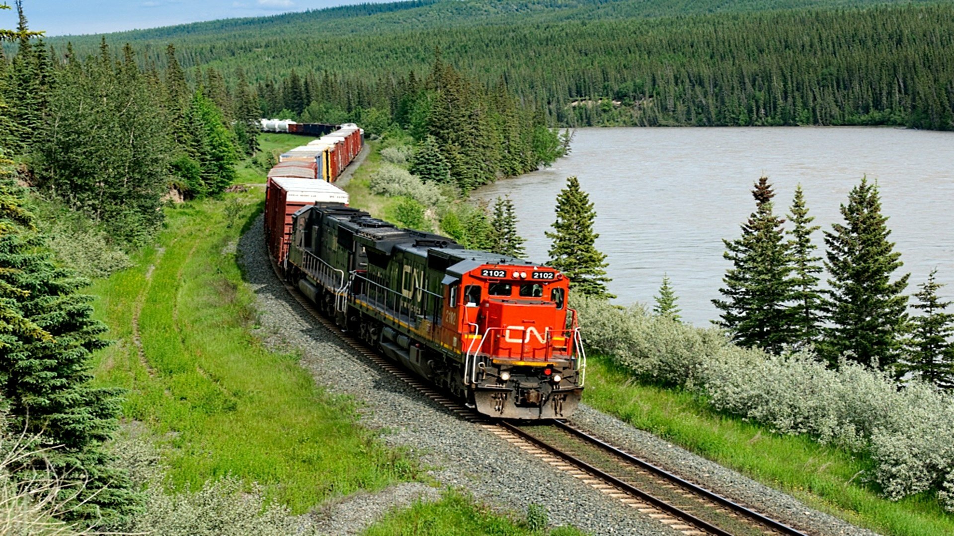 Scenic Freight Train Journey HD Wallpaper