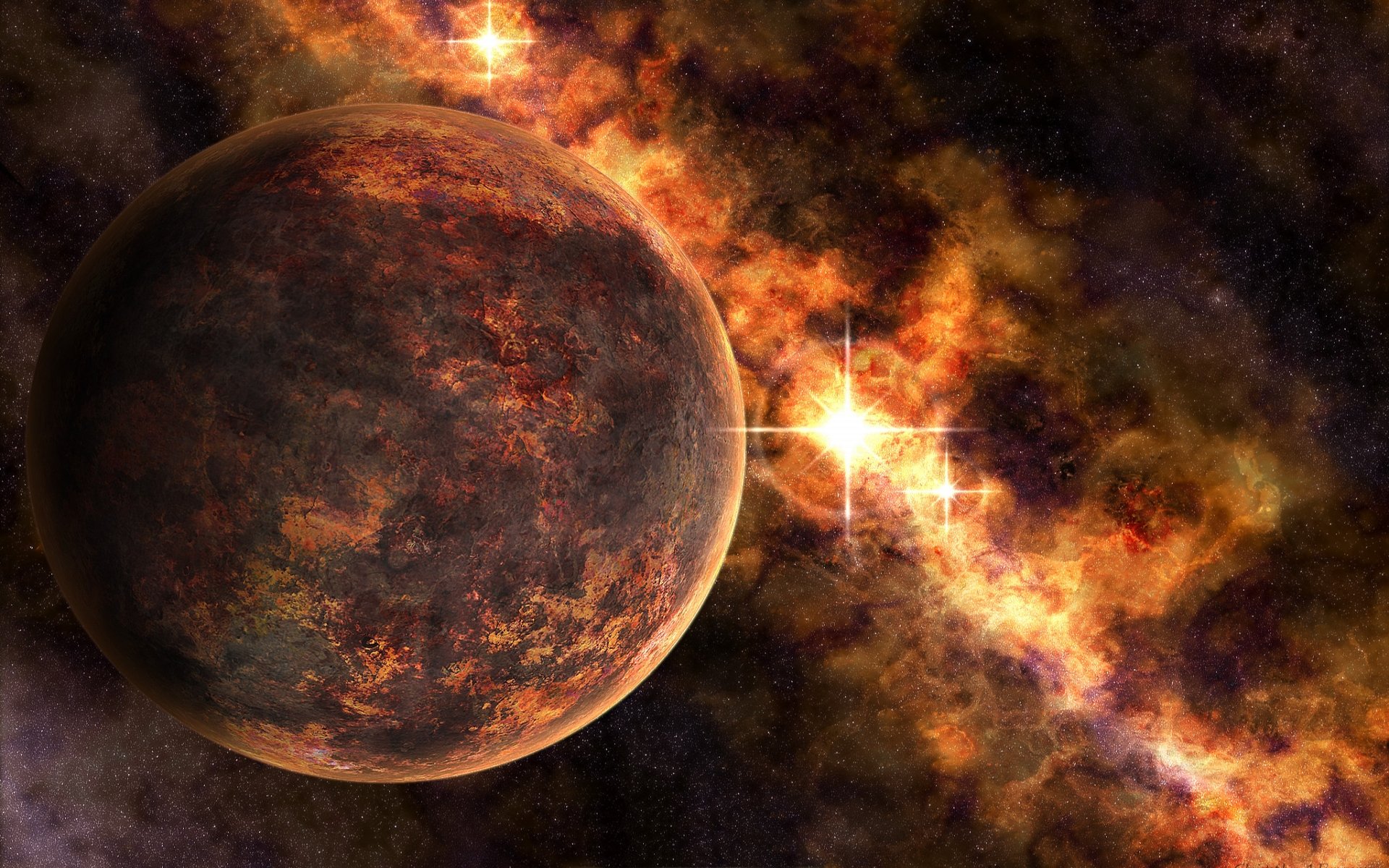 Download Orange (Color) Space Sci Fi Planet HD Wallpaper