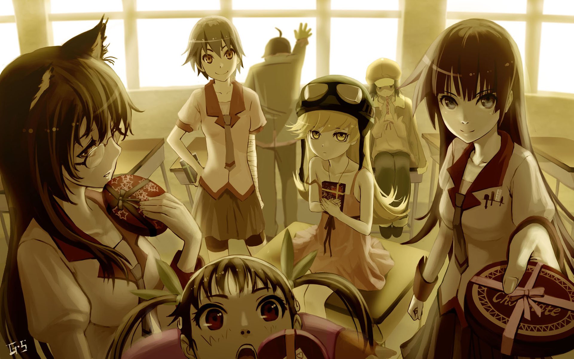 Monogatari Series HD Wallpaper: Iconic Characters Unite
