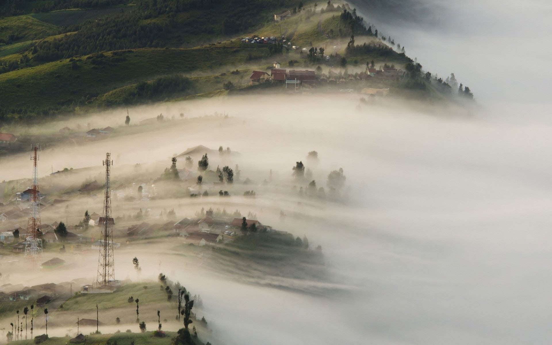 Misty Dawn: Stunning HD Foggy Nature Landscape