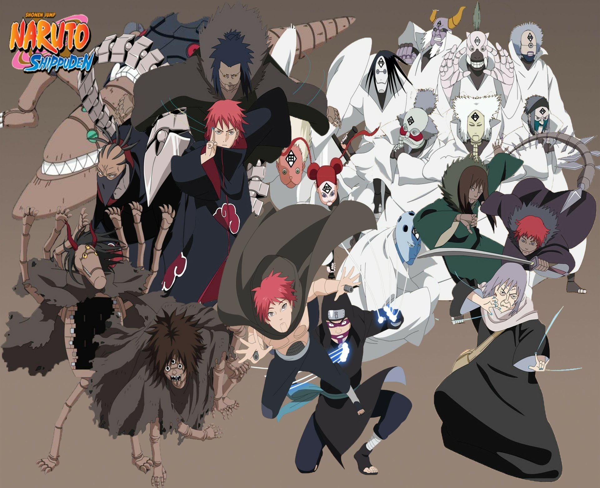 Dynamic Naruto HD Wallpaper Featuring Kankurō and Sasori by Matthew Cherry