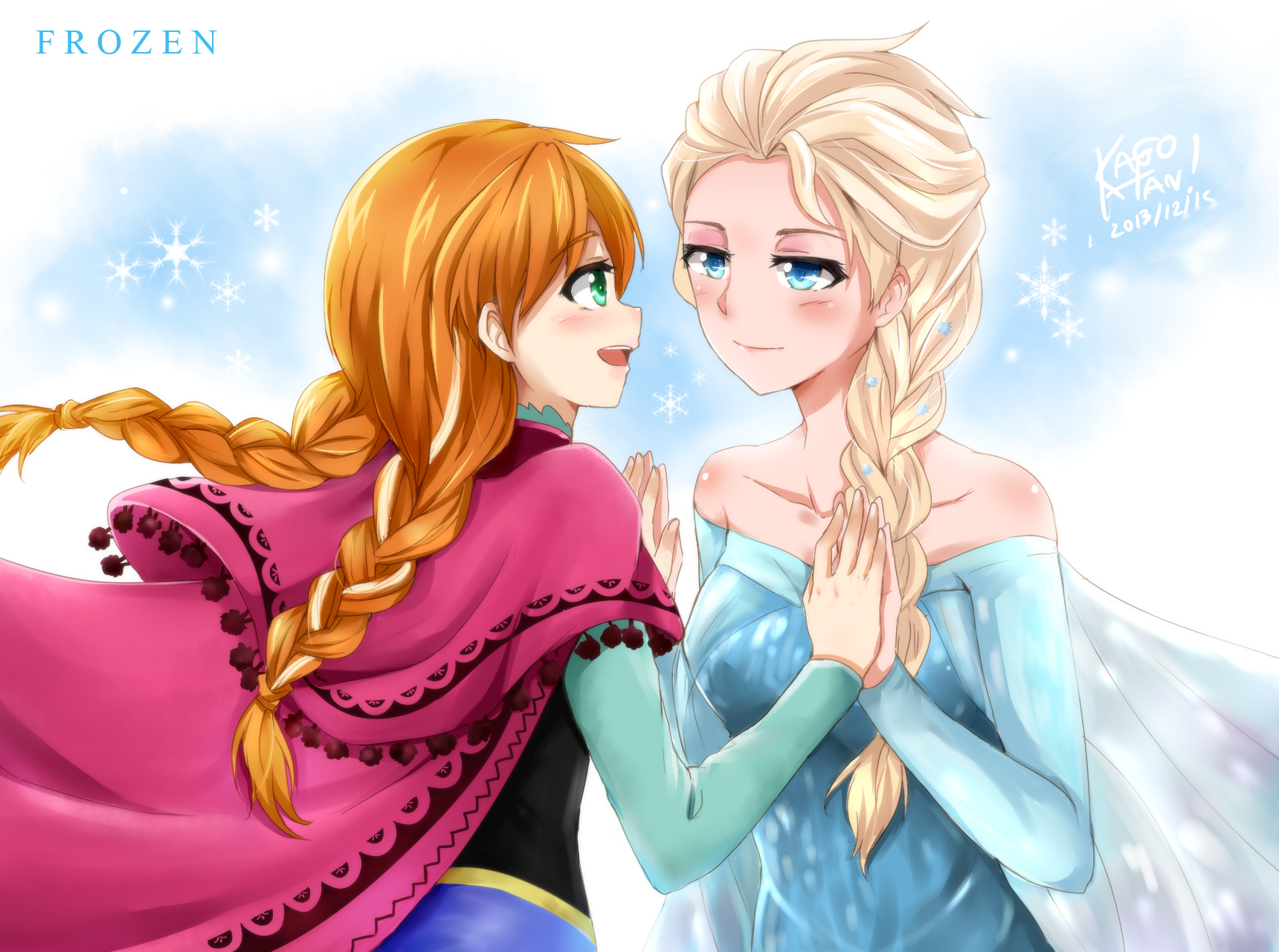 Frozen Sisters: Elsa & Anna in Snowy HD Wallpaper by kago-tan ...