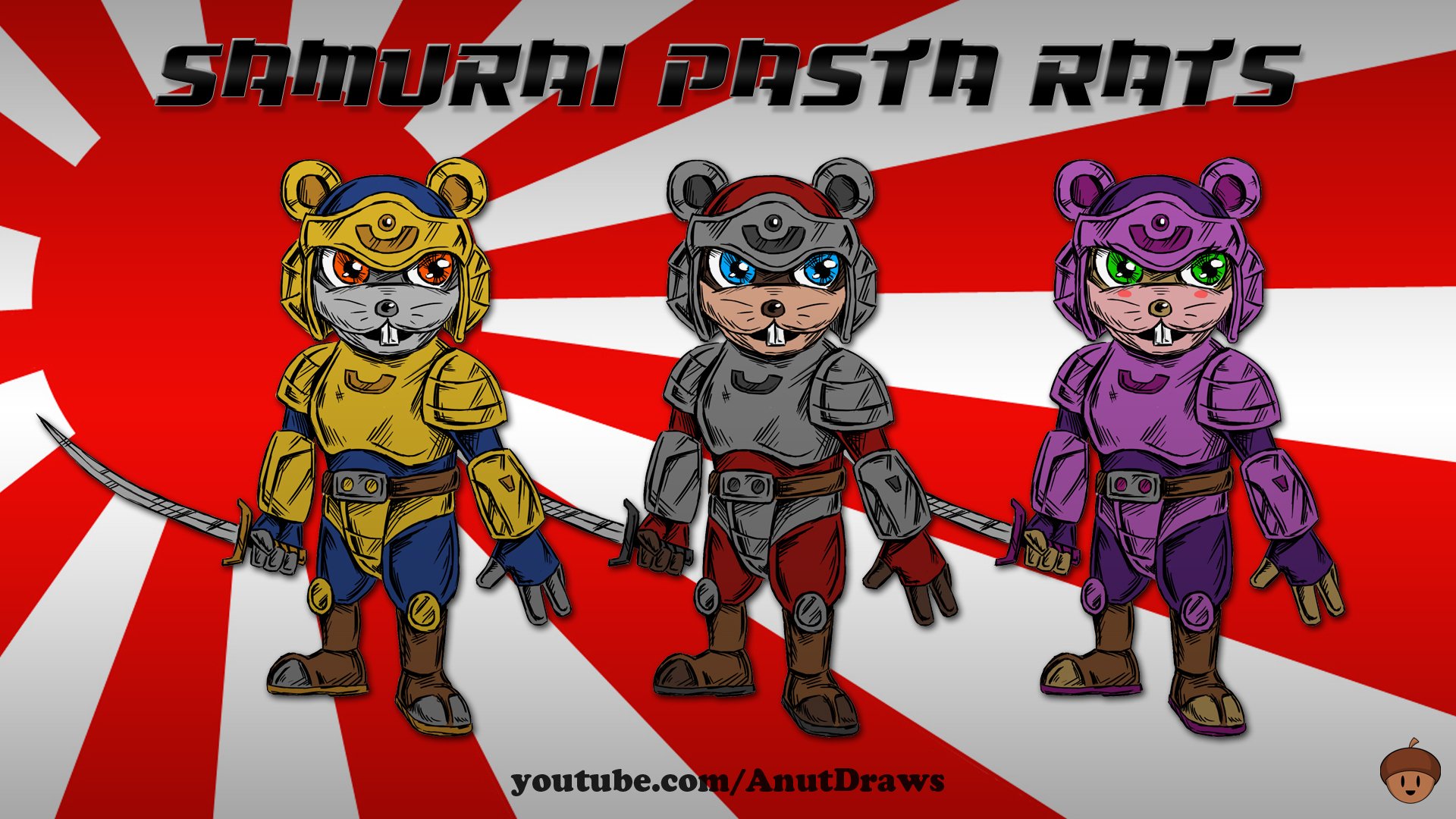 Download Anime Samurai Pizza Cats HD Wallpaper by AnutDraws