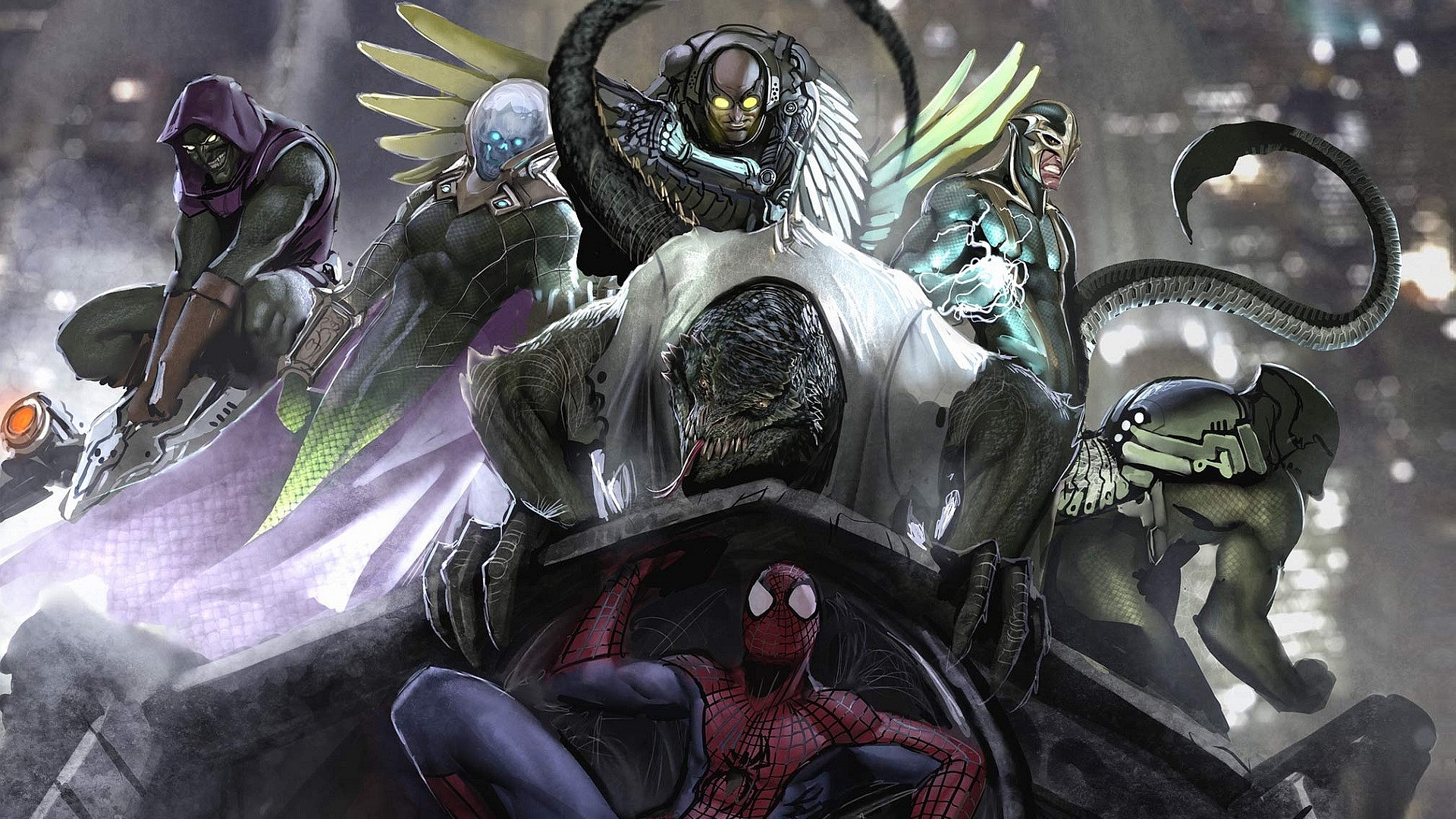 Spider-Man Comic Showdown: HD Villains & Heroes Wallpaper