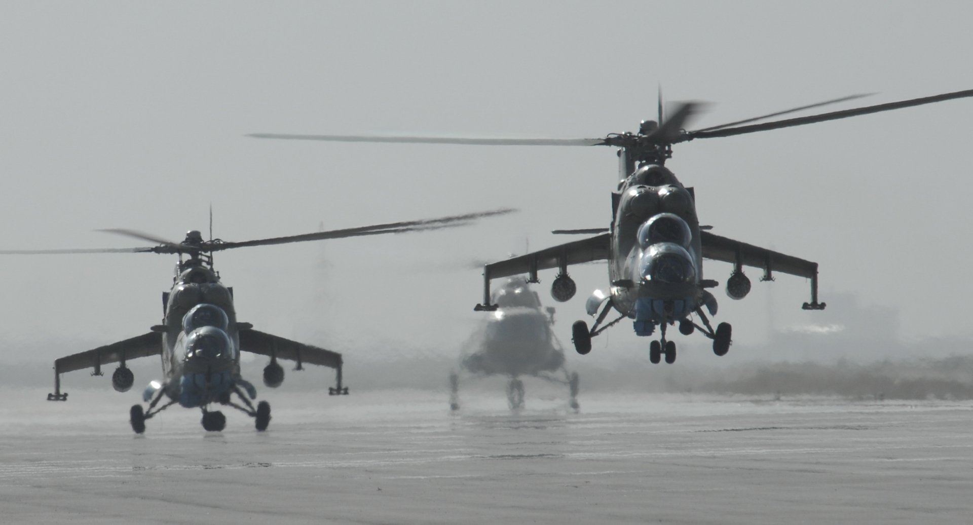 HD Military Power: Mil Mi-24 Attack Helicopters in Formation