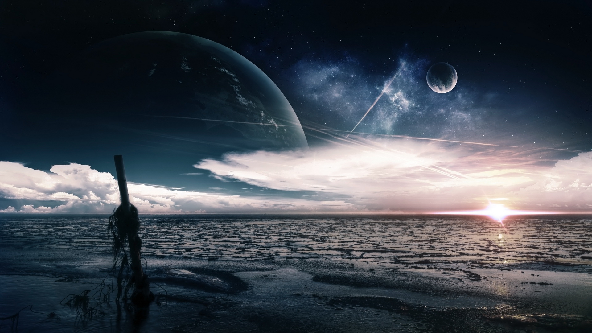 Download Sci Fi Planet Rise HD Wallpaper