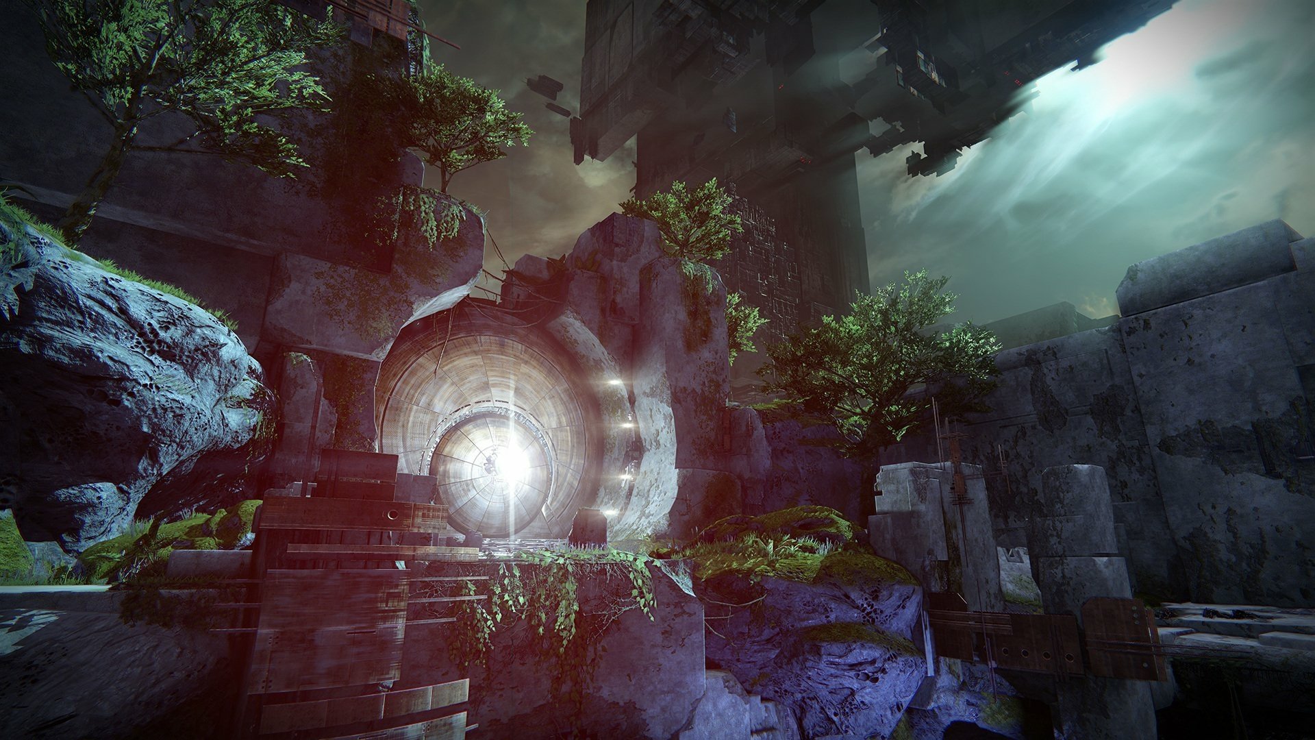 Destiny HD Wallpaper: Mystical Gateway in Epic Video Game Landscape
